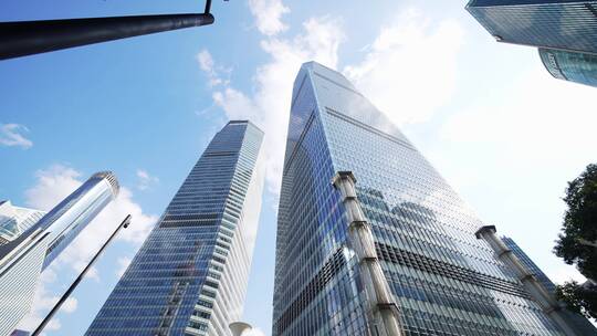 上海浦东陆家嘴金融中心玻璃幕墙现代建筑正版超高清4k商用授权视频素材下载-新片场素材