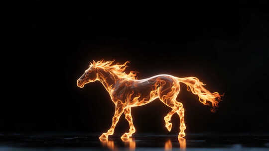 烈马 火焰马 透明通道 循环动画正版超高清4k商用授权视频素材下载-新片场素材